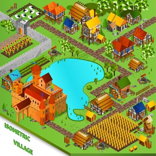 Isometric Village Vector Images (over 3,400)