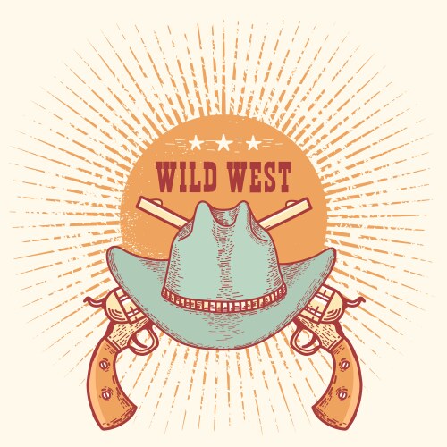 Wild west symbol with western text cowboy Vector Image
