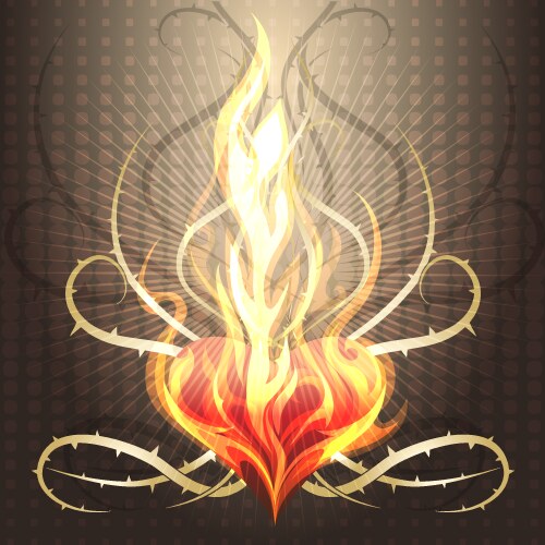 Burning heart Royalty Free Vector Image - VectorStock