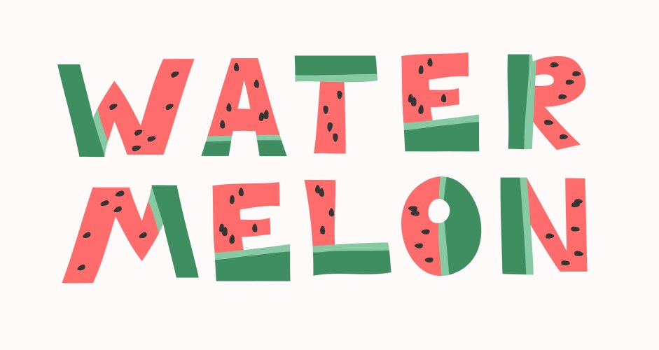 Cartoon funny watermelon font hand drawn fruit Vector Image