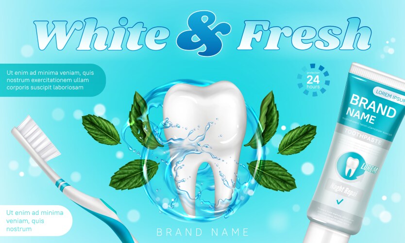 Toothpaste background dental poster design mint Vector Image