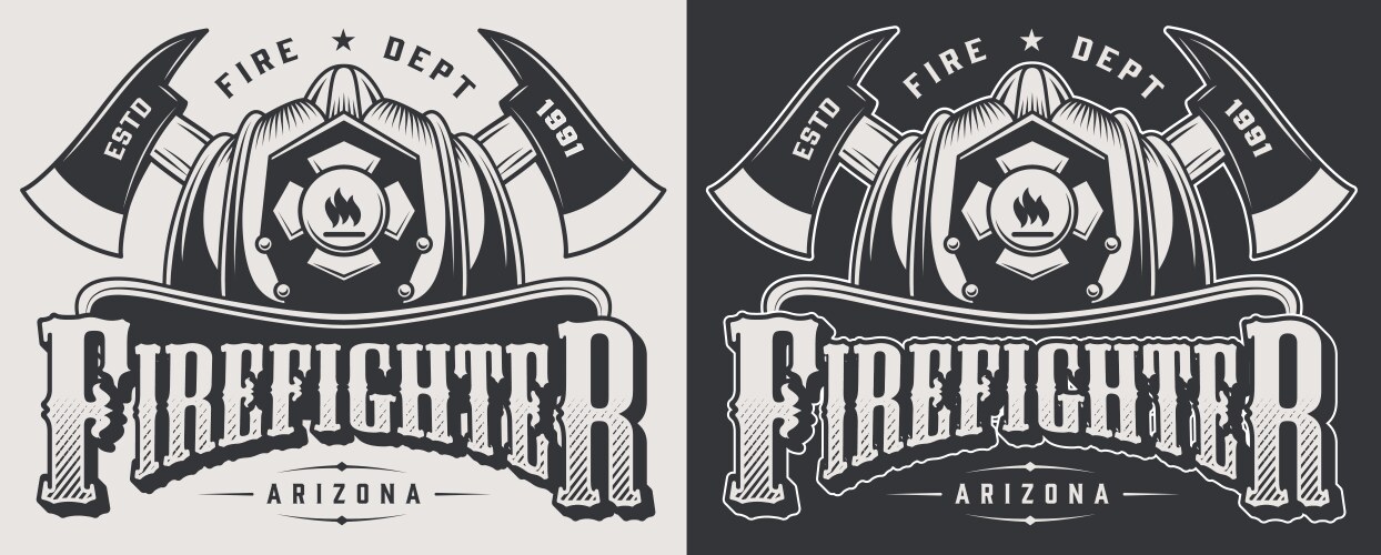 Vintage firefighting colorful emblems set Vector Image