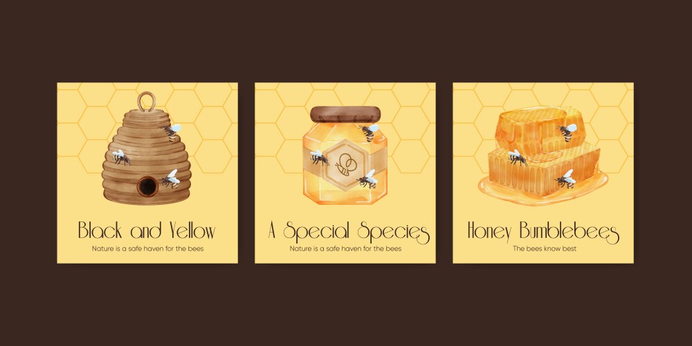 Banner template with honey bee conceptwatercolor Vector Image