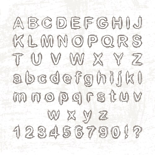 Hand drawn doodle font cartoon alphabet Royalty Free Vector