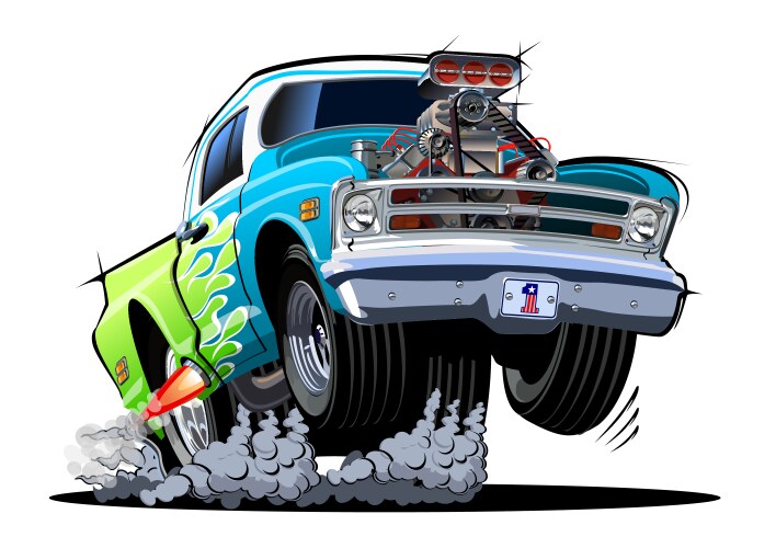 Cartoon retro hot rod isolated on white background