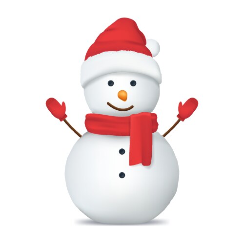Snowman with hat isolated on white background Vector Image