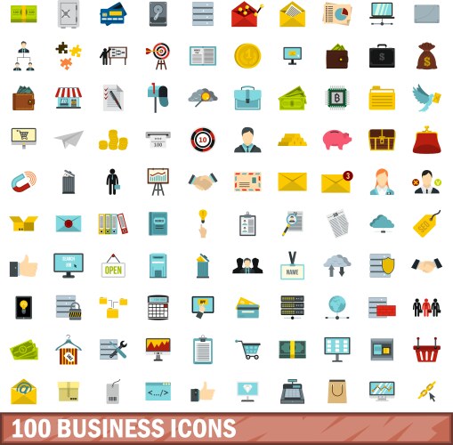 100 data visualization icons set simple style Vector Image