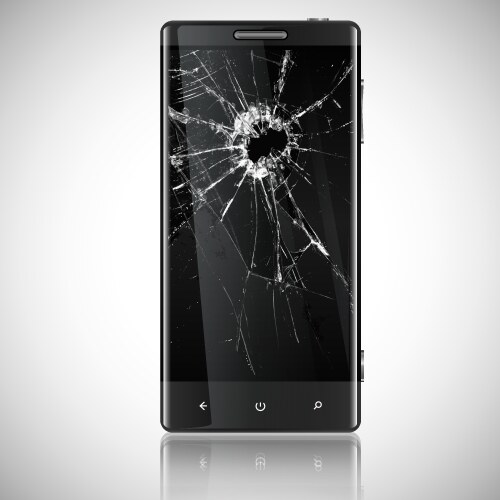 Smart phone with broken screen Royalty Free Vector Image
