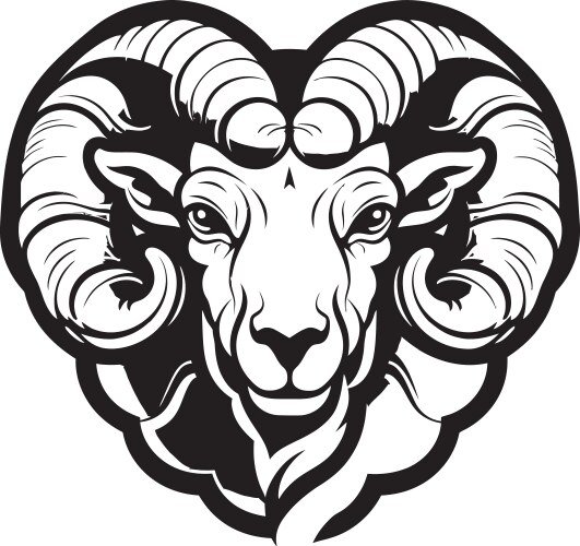 Historic horns vintage ram head logo icon iconic Vector Image