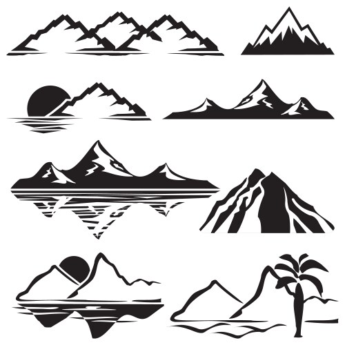 Set mountains collection stylized mountain Vector Image
