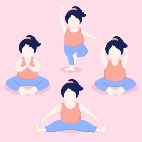 Plus size girl doing yoga cartoon Royalty Free Vector Image