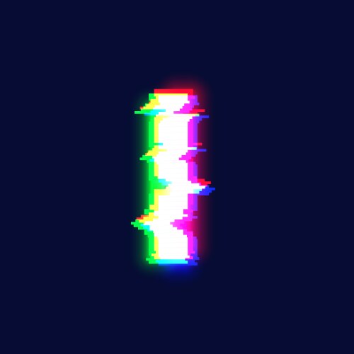 Realistic glitch font character question mark Vector Image