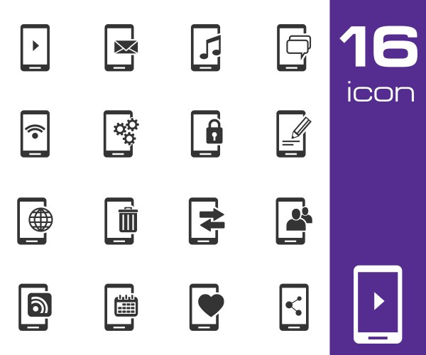 Phone signal and battery icons mobile interface Vector Image