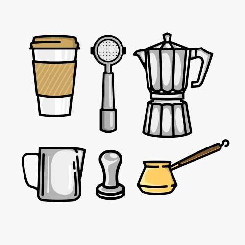 Set coffee making equipment Royalty Free Vector Image