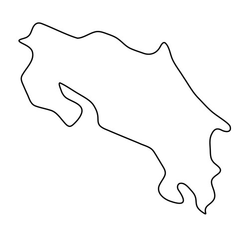 Costa rica simplified outline map Royalty Free Vector Image