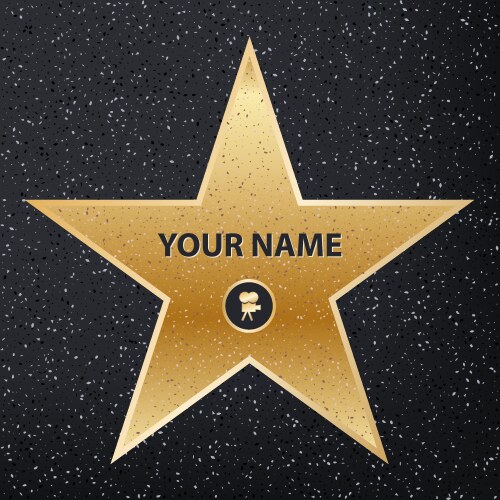 Hollywood star celebrity fame walk golden Vector Image