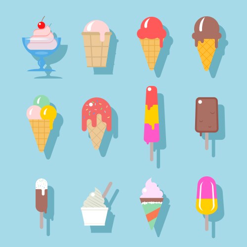 Cake candy and ice cream icons Royalty Free Vector Image