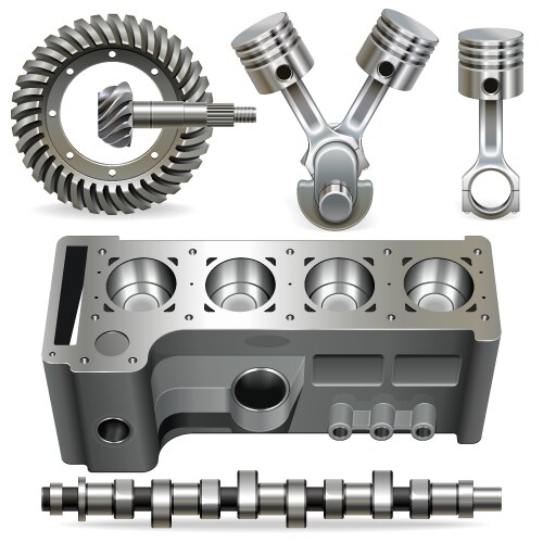 Engine block with parts Royalty Free Vector Image