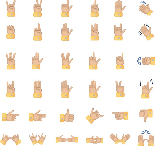 Big set gestures human hands signals Royalty Free Vector