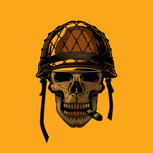 Skull soldier monochrome Royalty Free Vector Image