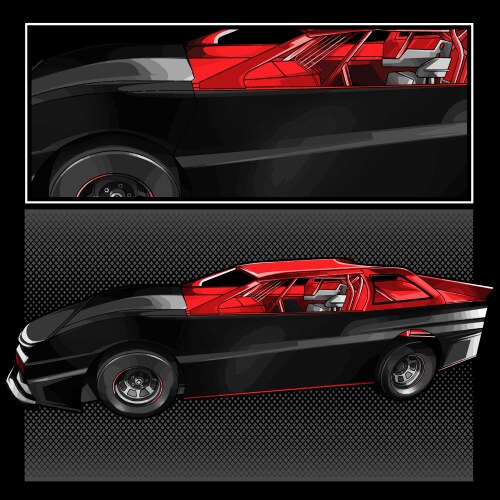 Red drag racing car with black strip Royalty Free Vector