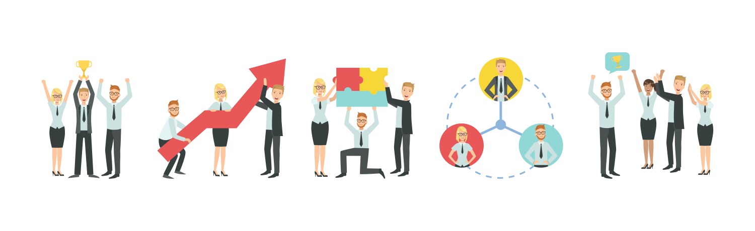People office employee character engaged in team Vector Image