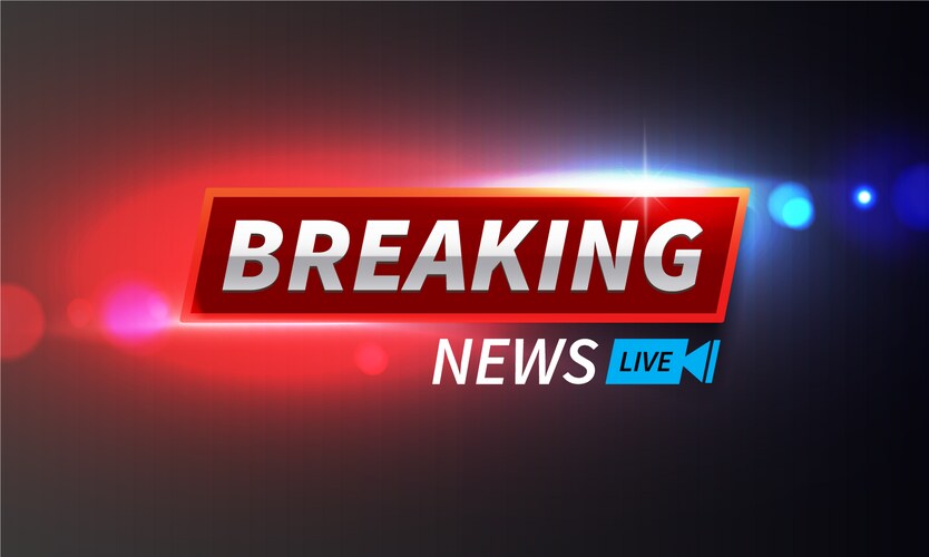 Breaking news live banner on glowing wavy lines Vector Image