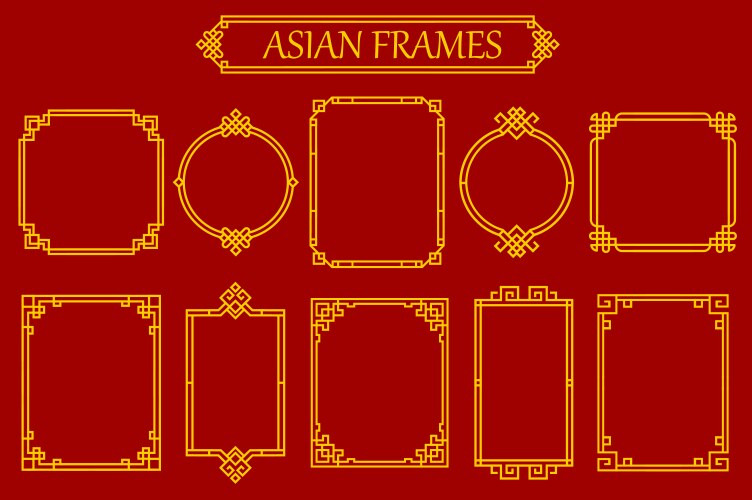 Asian chinese gold pattern frames and borders Vector Image