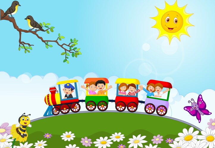 Children Riding on a Train Royalty Free Vector Image