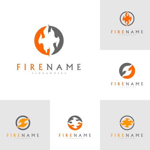 Fire flames set of logo design inspiration Vector Image