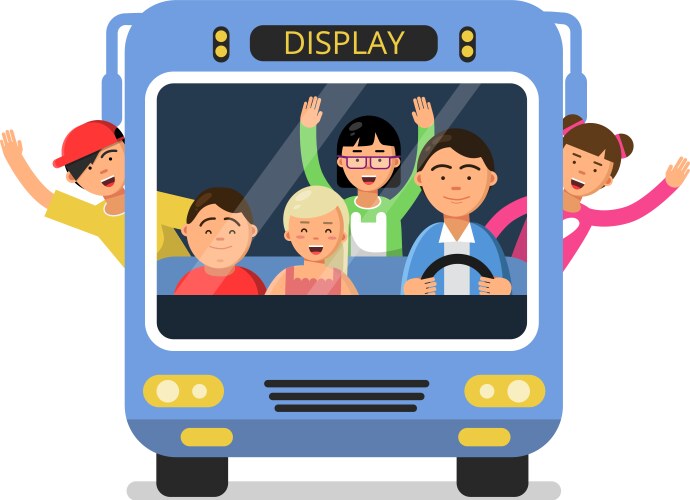 Young brother and sister waiting for a school bus Vector Image