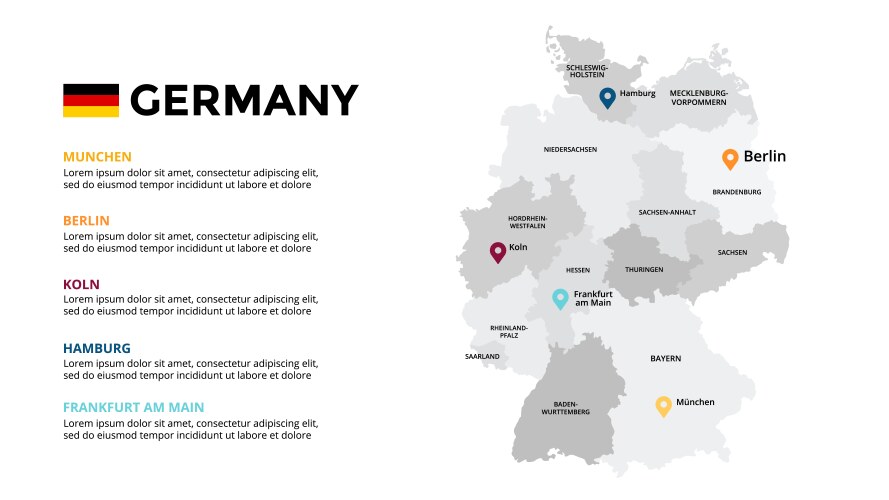 Detailed map of the germany Royalty Free Vector Image