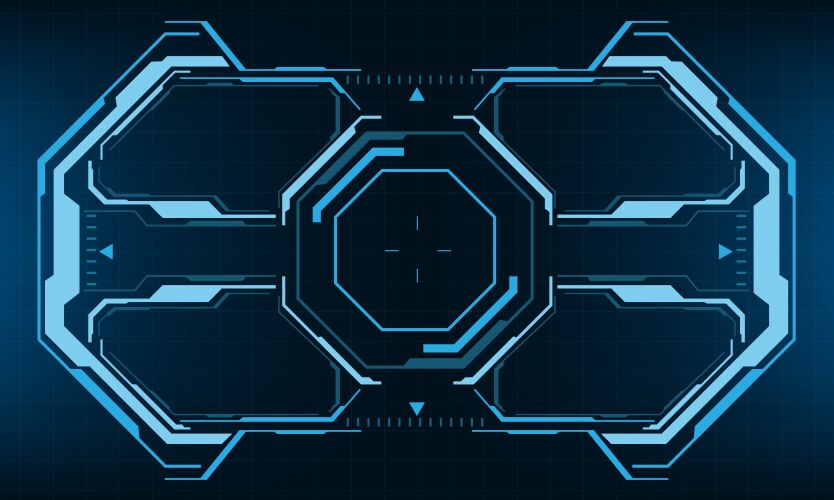 Hud sci-fi interface screen view blue geometric Vector Image