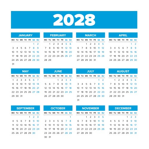 2028 Calendar Simple Vector Images (over 170)