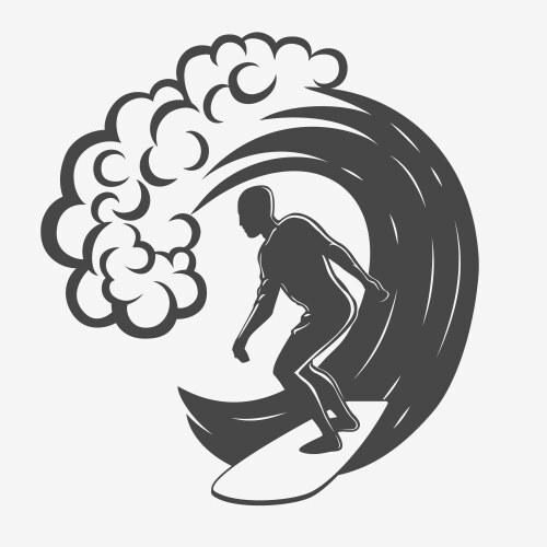 Surfing logo ride the wave surf rider Royalty Free Vector