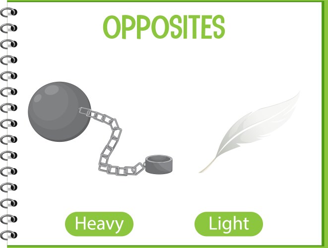 Opposite adjectives heavy and light Royalty Free Vector