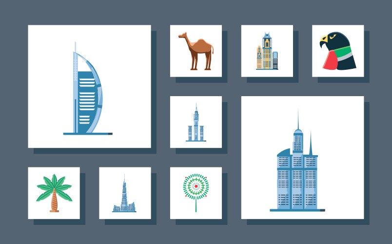 Uae national day set icons flag different shapes Vector Image