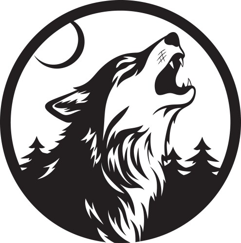 Lunahowl hand drawn symbol for nighttime wolf Vector Image