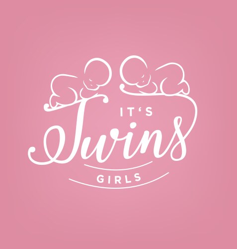 Cute baby girl boy and twins design elements Vector Image