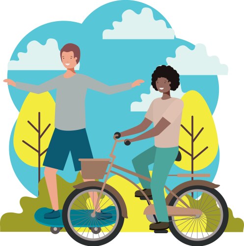 Young boys practicing sports characters Royalty Free Vector