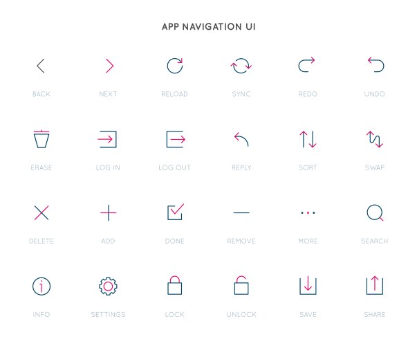 App control system user interface ui icon set Vector Image