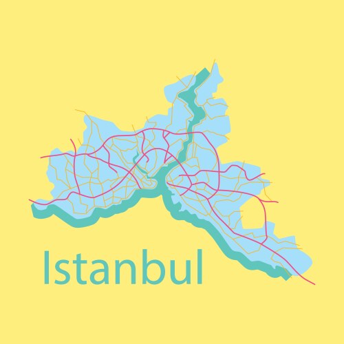 High quality map of istanbul sticker with borders Vector Image