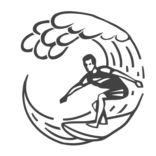 Surfing logo ride the wave surf rider Royalty Free Vector