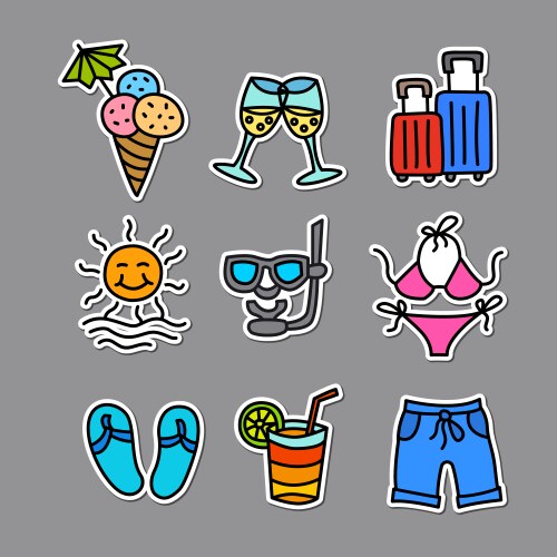 Vacation stickers Royalty Free Vector Image - VectorStock