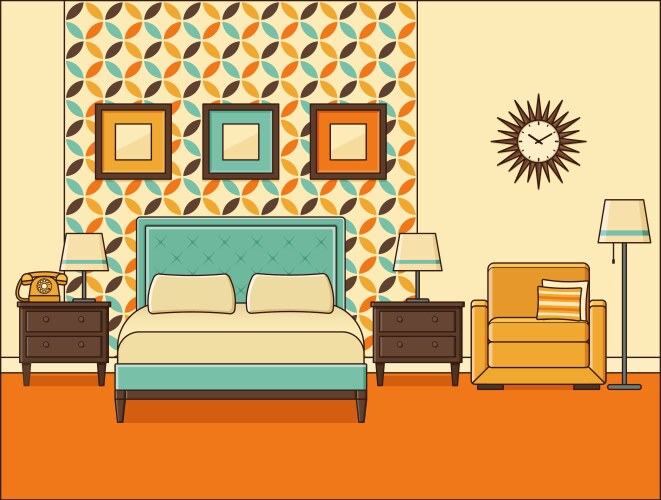 Room interiors in flat design cartoon house Vector Image