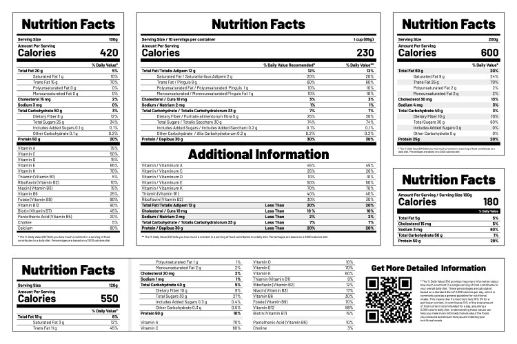 Nutrition facts label template Royalty Free Vector Image