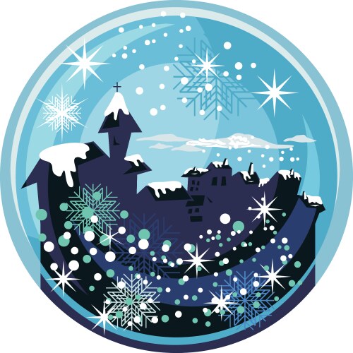 Snow glass globe blue sphere with white Royalty Free Vector
