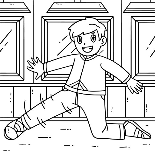 Breakdance b boy doing a head spin coloring page Vector Image