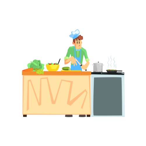 Cartoon characters cooking together male Vector Image