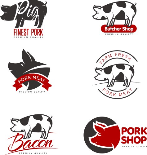 Set of butcher shop labels and design elements Vector Image